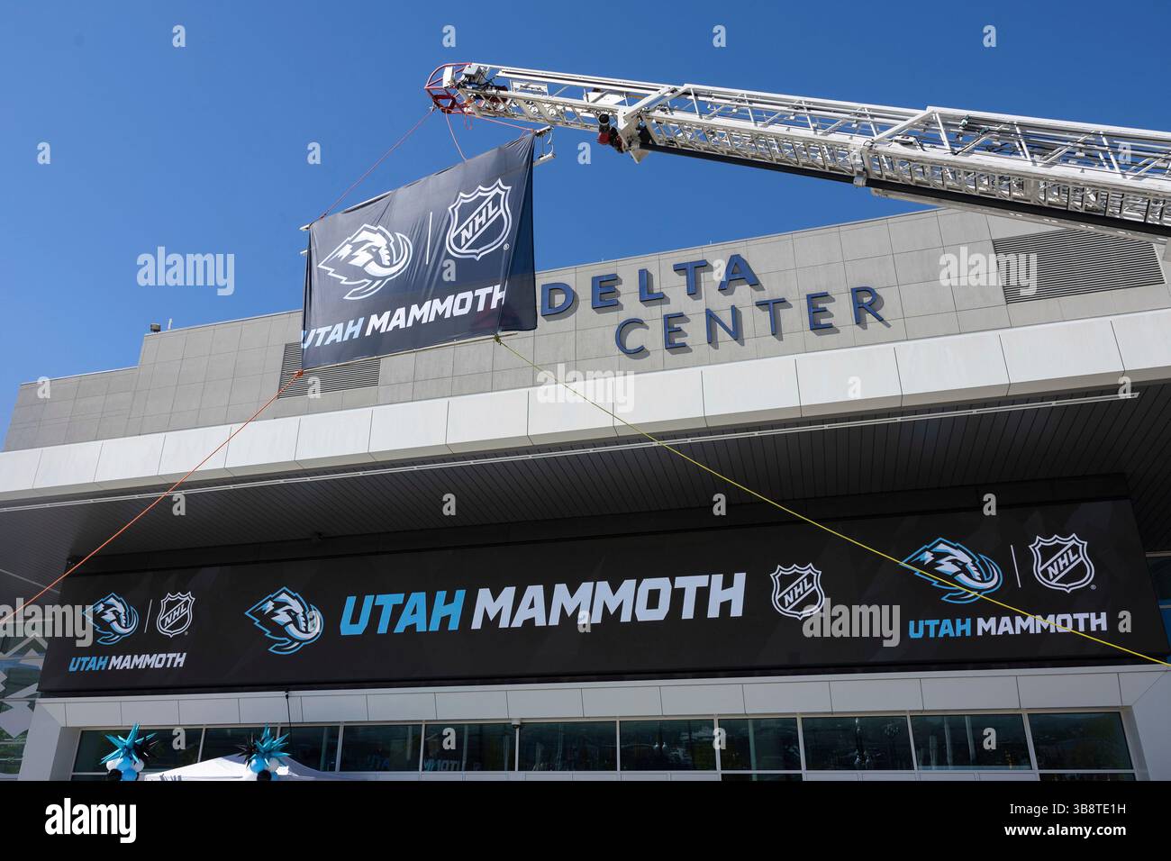 Delta Center brands the outside with Utah Mammoth logo prior to the ...