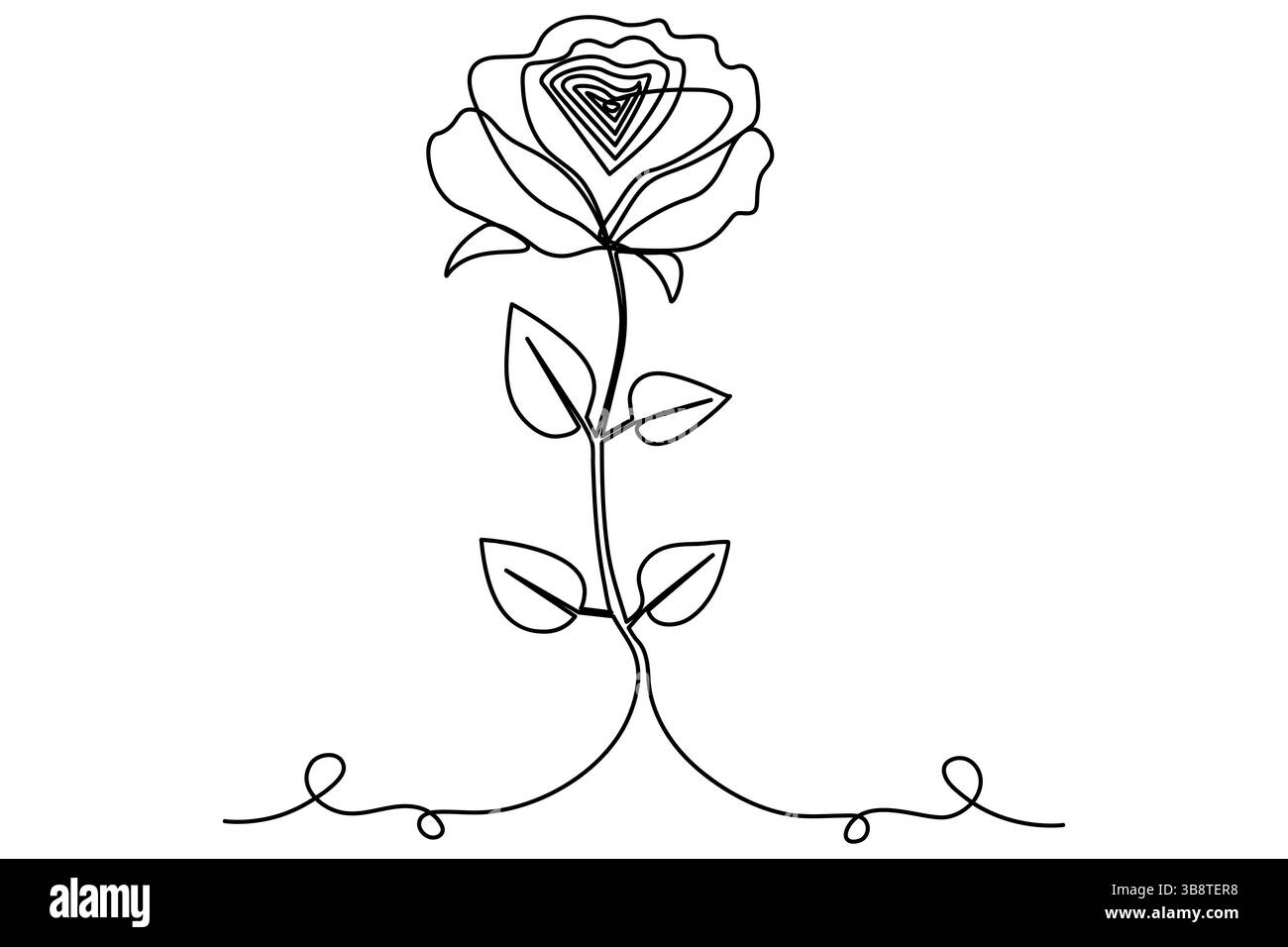 Rose flower continuous single line art drawing of outline vector illustration Stock Vector Image ...