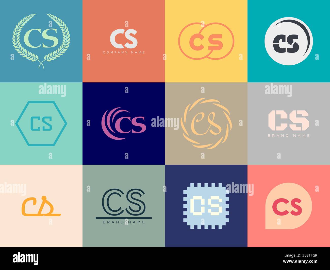 CS logo company template. Letter c and s logotype. Set different ...