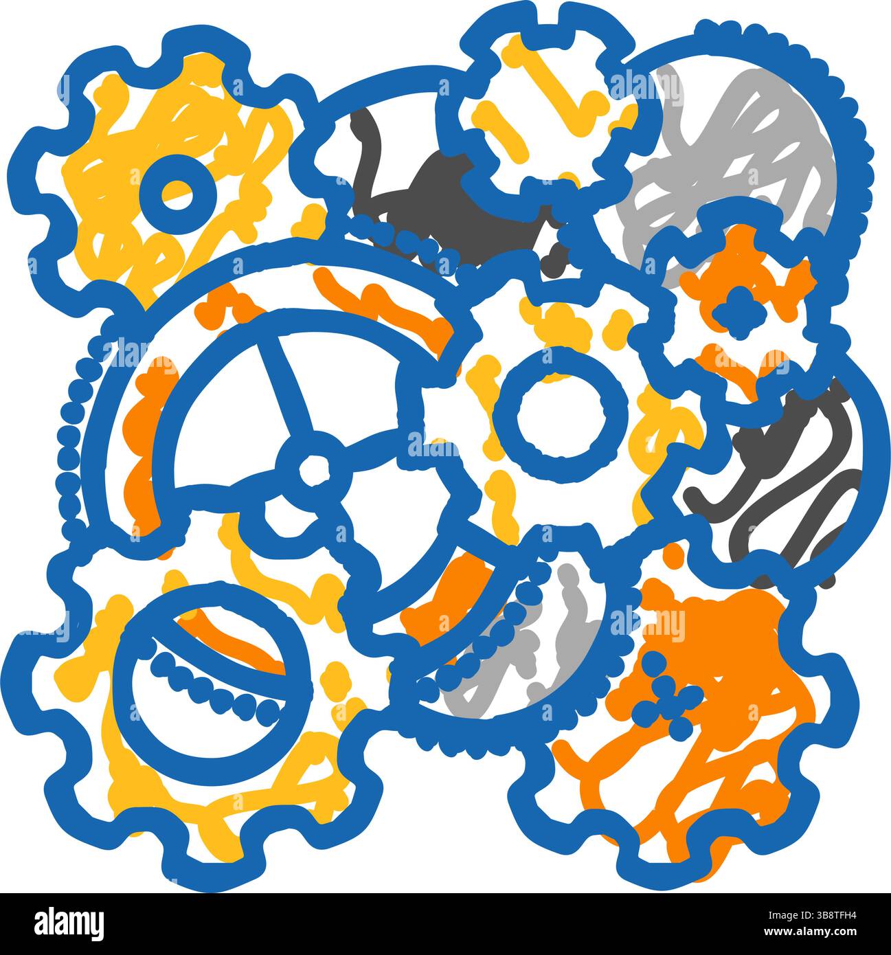 clockwork mechanism steampunk vintage icon doodle illustration Stock ...