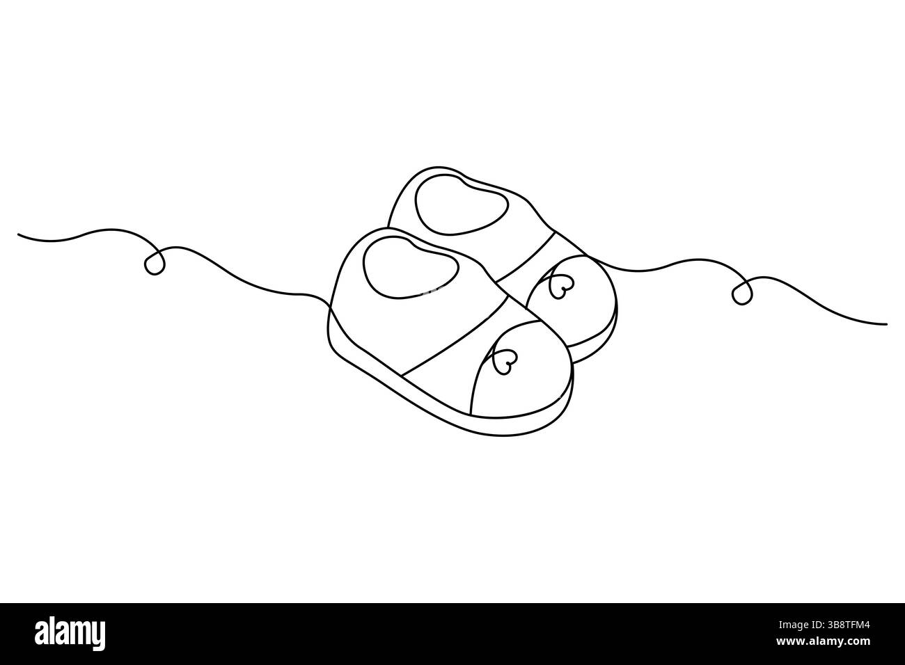 Summer slippers continuous one line drawing and flip flop foot sandals outline vector ...