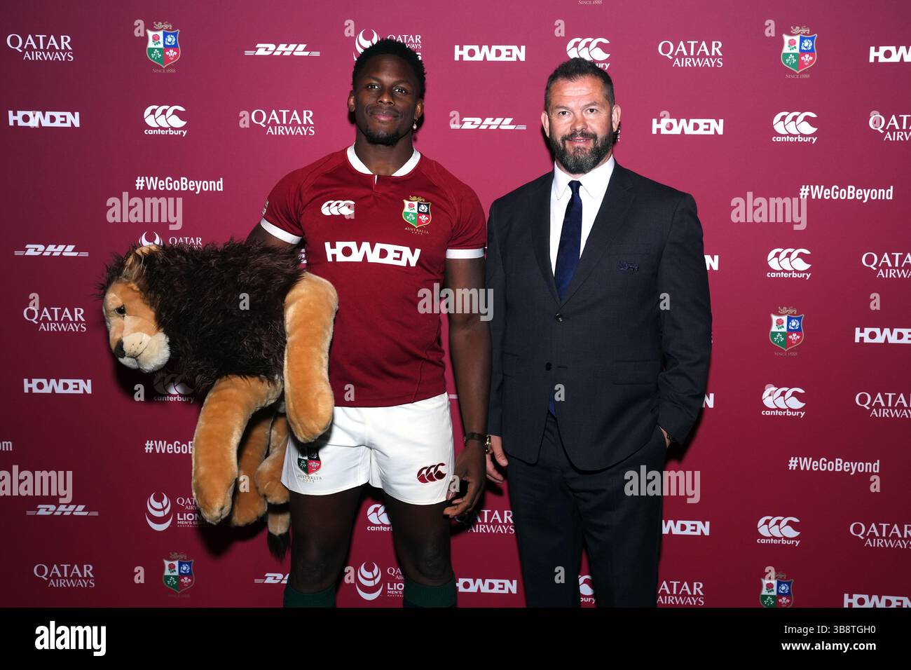 The Captain of the British & Irish Lions, Maro Itoje (left) with head coach Andy Farrell during ...