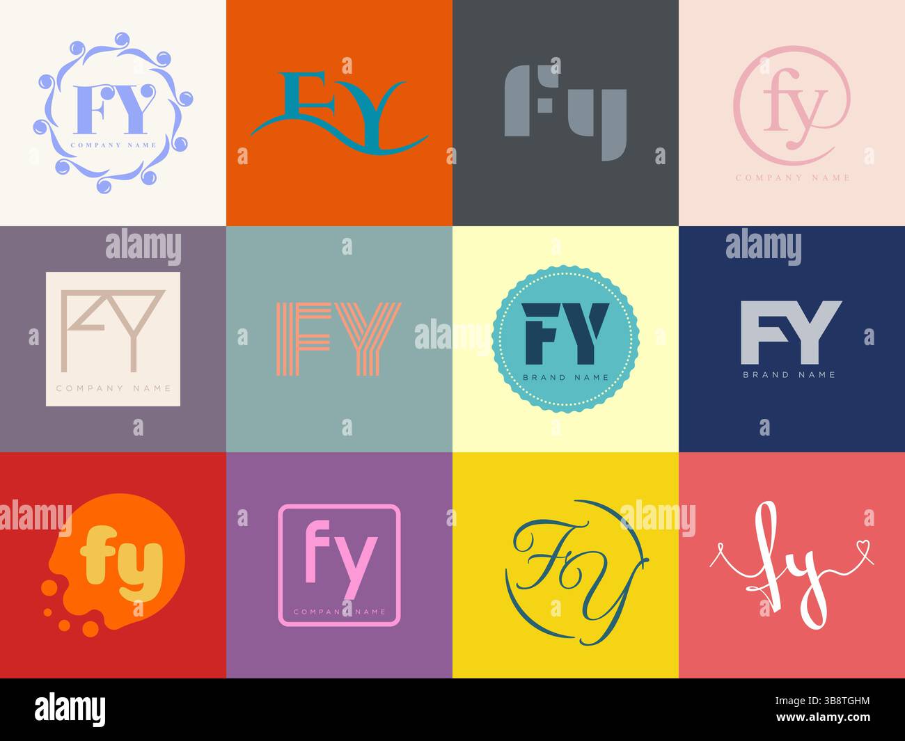 FY logo company template. Letter f and y logotype. Set different ...