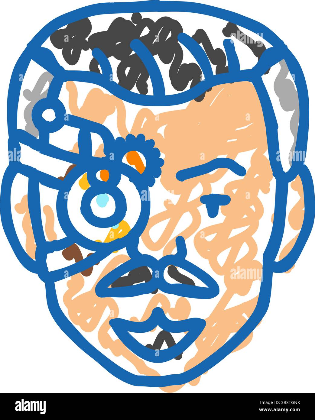 steampunk male vintage avatar icon doodle illustration Stock Vector ...