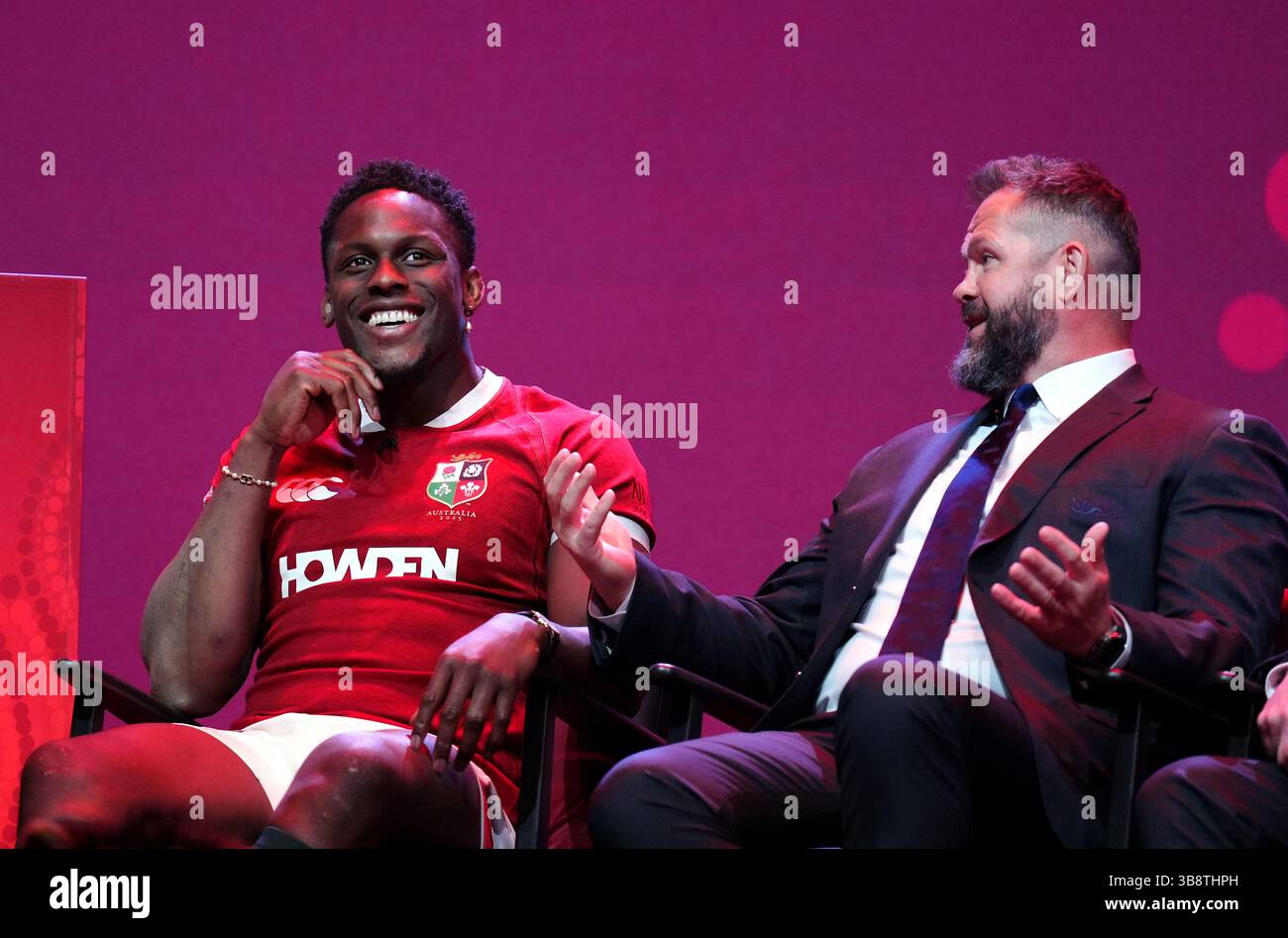 The Captain of the British & Irish Lions, Maro Itoje (left) with head coach Andy Farrell during ...