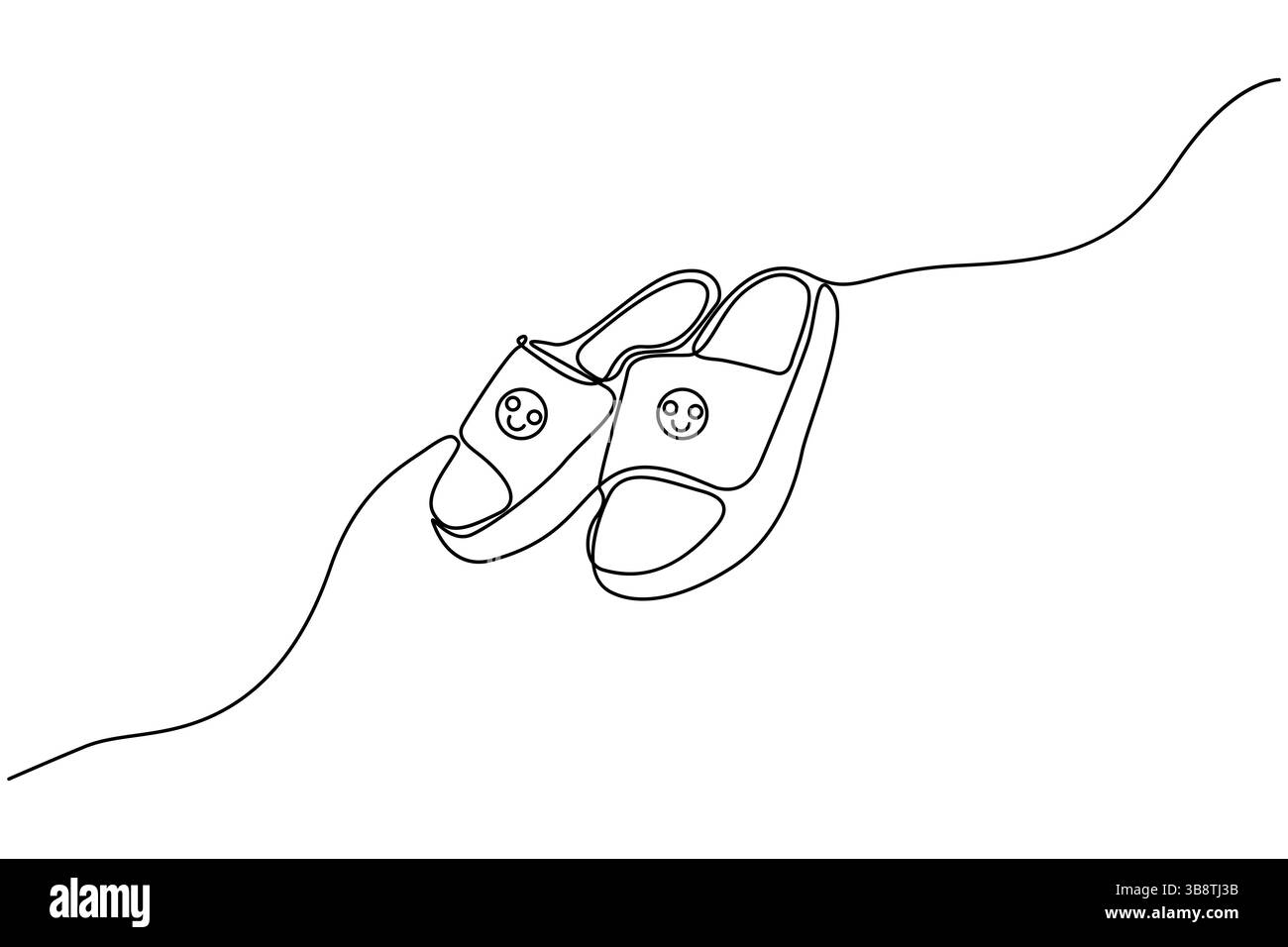 Summer slippers continuous one line drawing and flip flop foot sandals outline vector ...