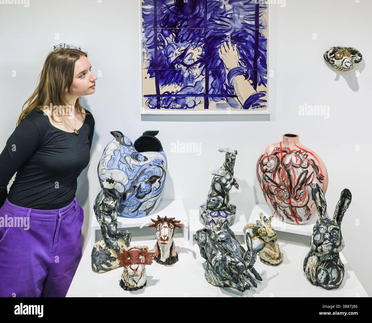 London, UK. 08th May, 2025. Staff member Jasmine with pieces by Jasmine ...