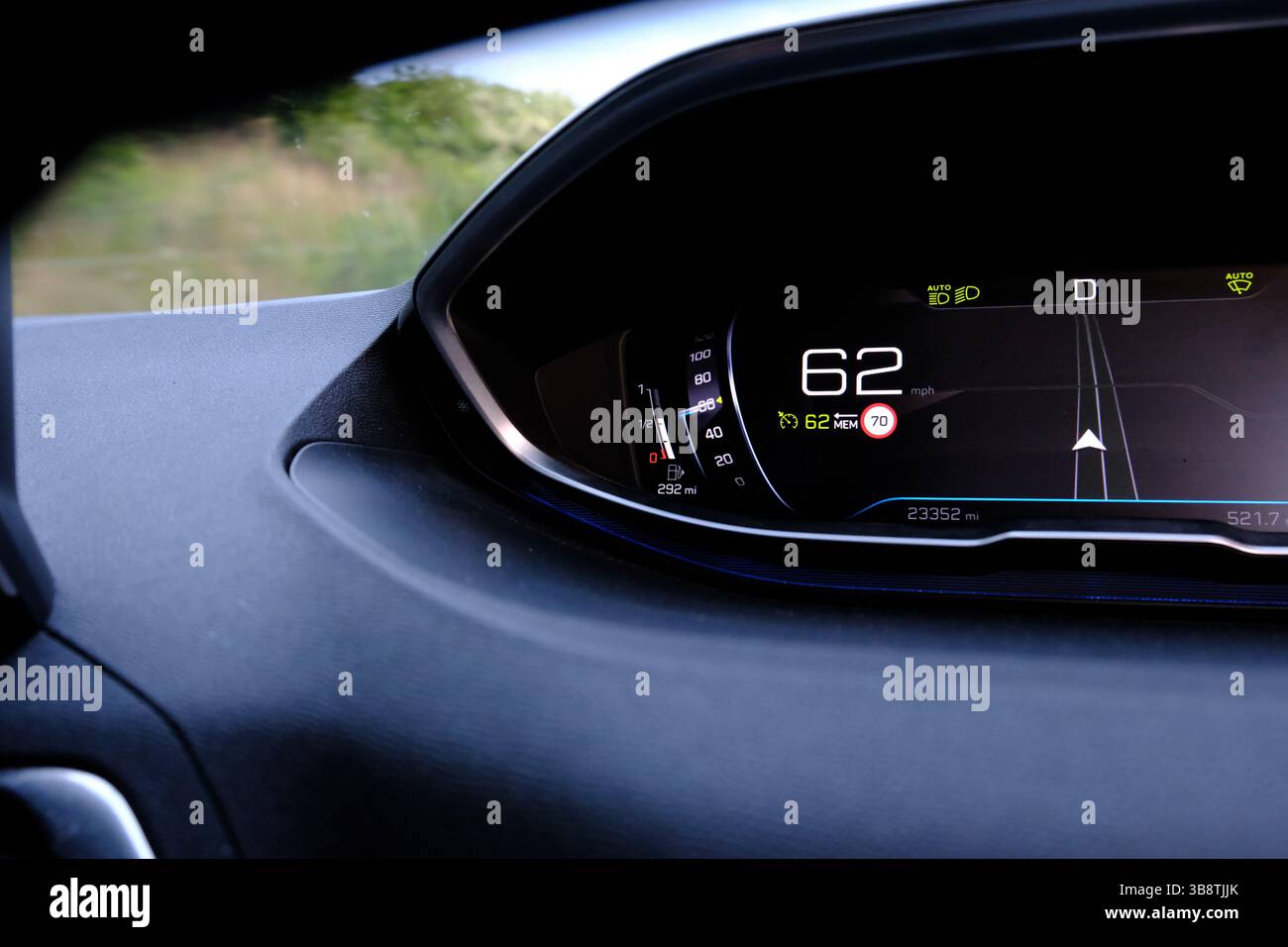 07 MAY 2025 - London, UK - A close up view of a car auto dashboard and ...