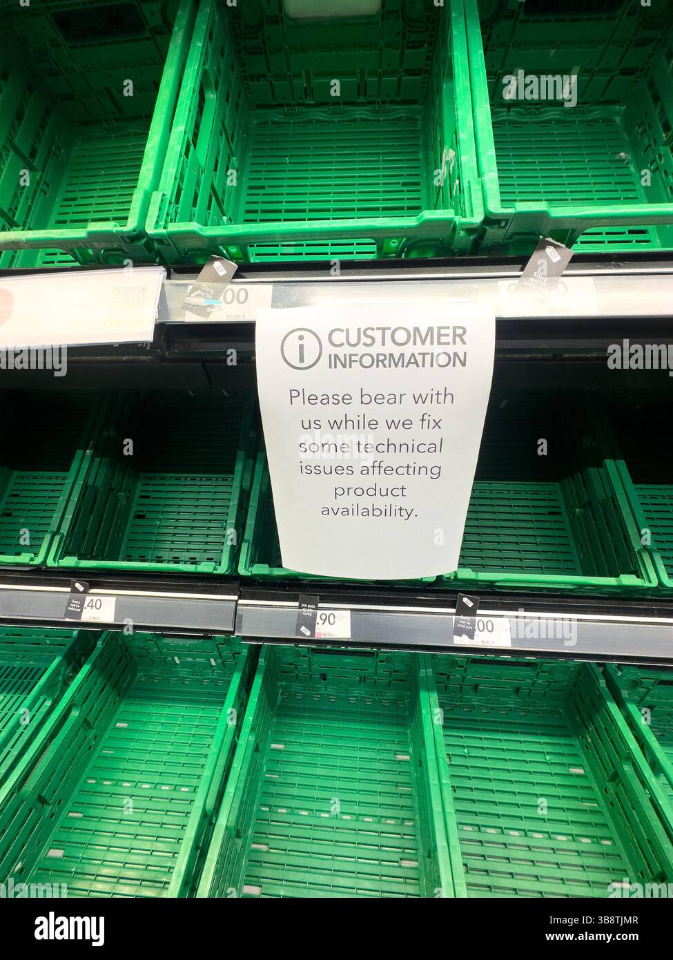 07 MAY 2025 - Cambridge, UK - Empty supermarket shelves at Coop after ...