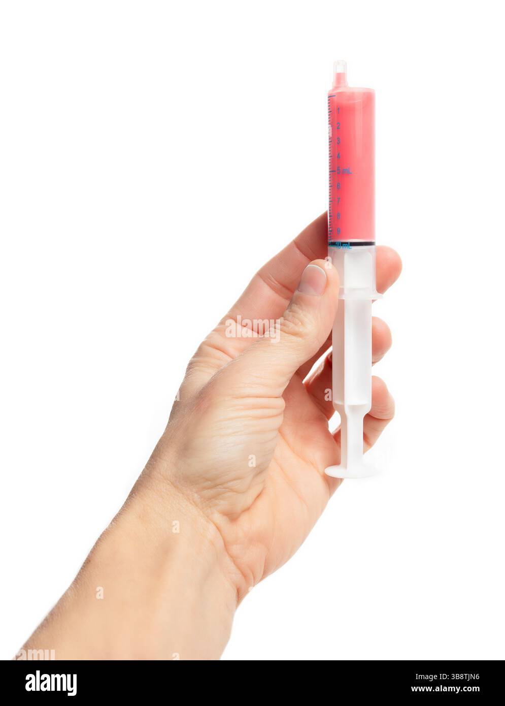 Hand holding syringe with liquid amoxicillin. Amoxicillin oral ...