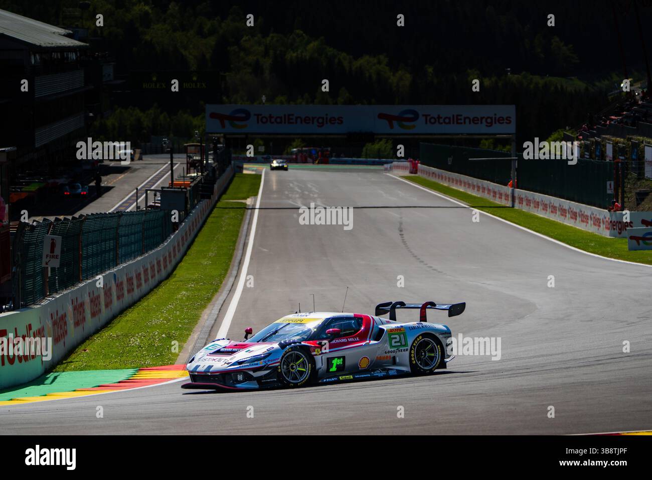 Spa Francorchamps, Belgium. 08th May, 2025. Vista AF Corse Ferrari 21 enter to La Source in Spa ...