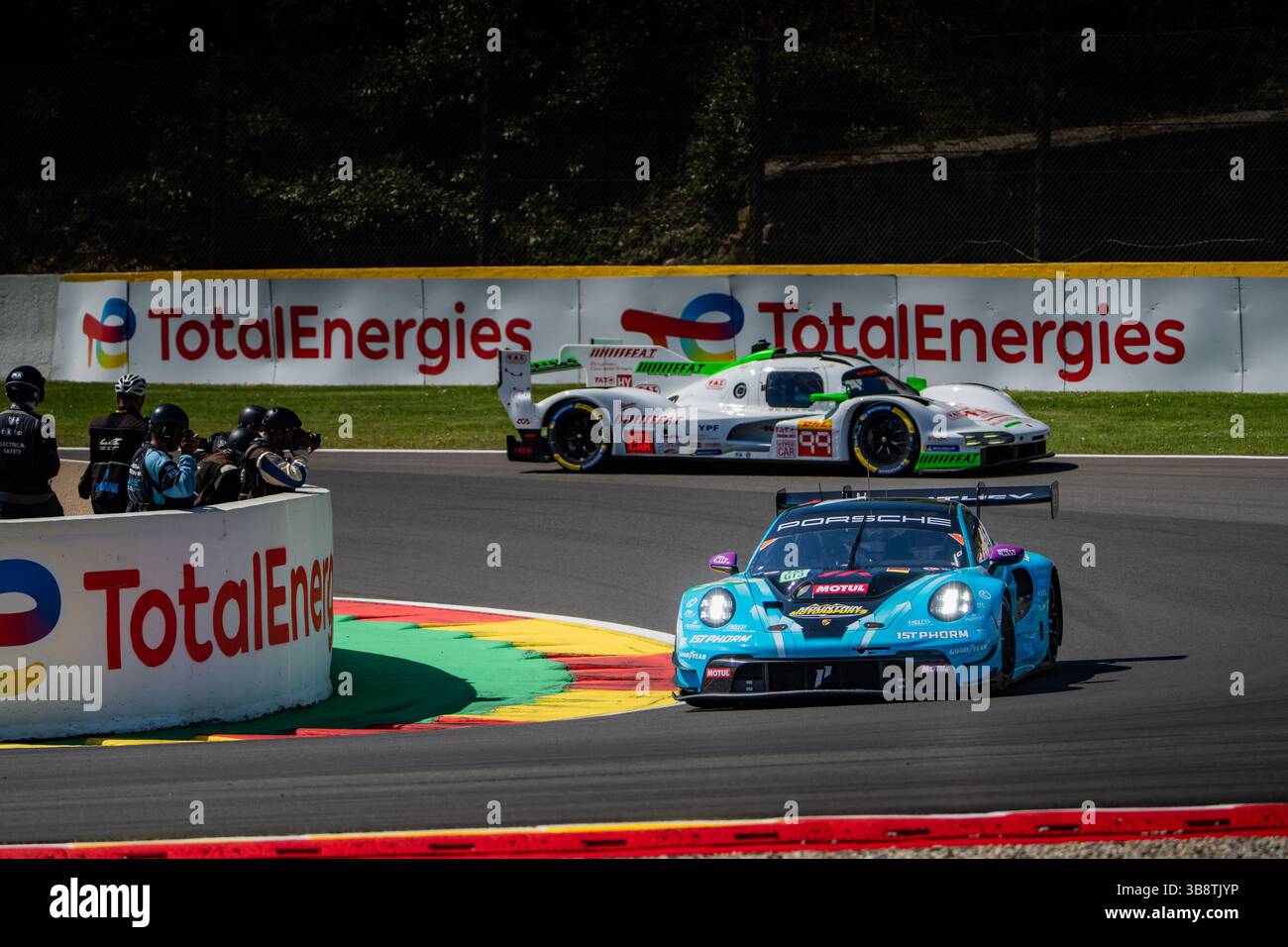 Spa Francorchamps, Belgium. 08th May, 2025. Porsche 911 - Matey exit from La Source in Spa ...