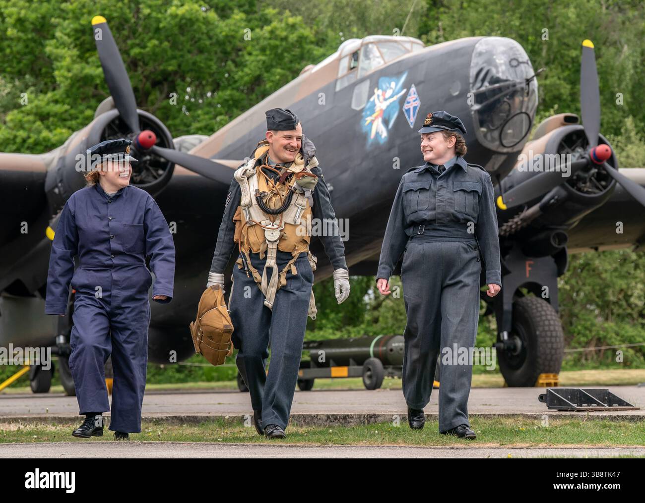 WW2 re-enactors left to right Louise Hancock, Gerallt Wheeler and ...