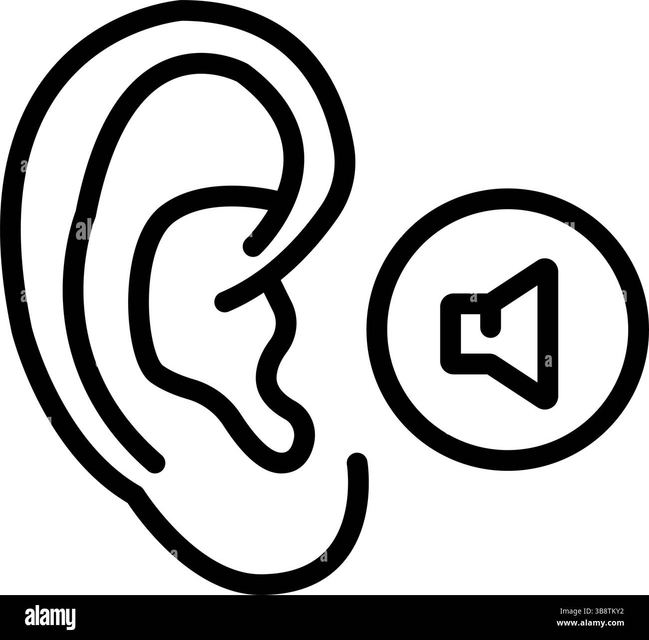 Ear icon, hearing linear sign isolated on white background - vector ...