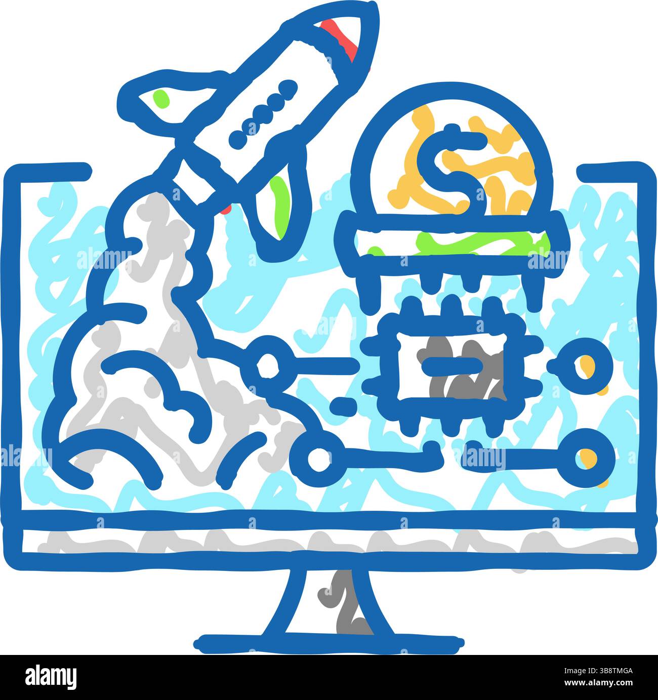 tech startup enthusiast icon doodle illustration Stock Vector Image ...