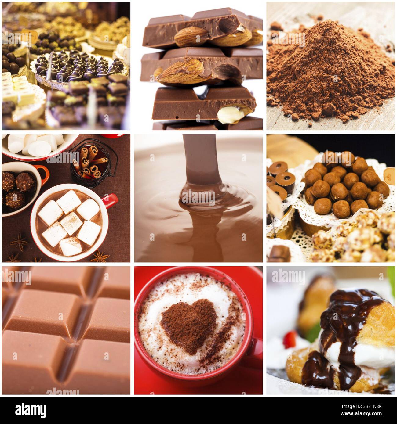 Chocolate collage from nine photos. Different choco Stock Photo - Alamy
