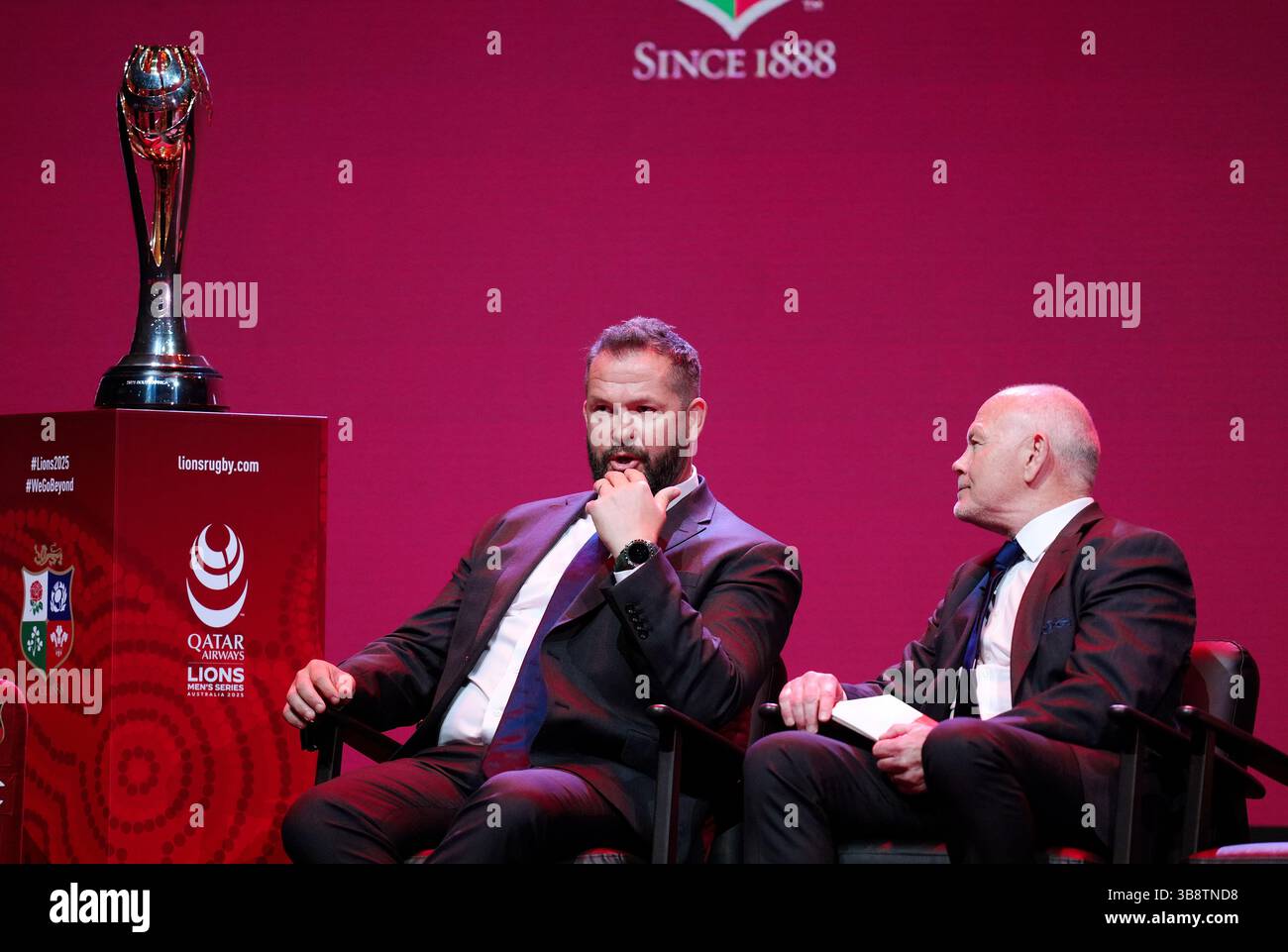 British and Irish Lions head coach Andy Farrell (left) and Chair and ...