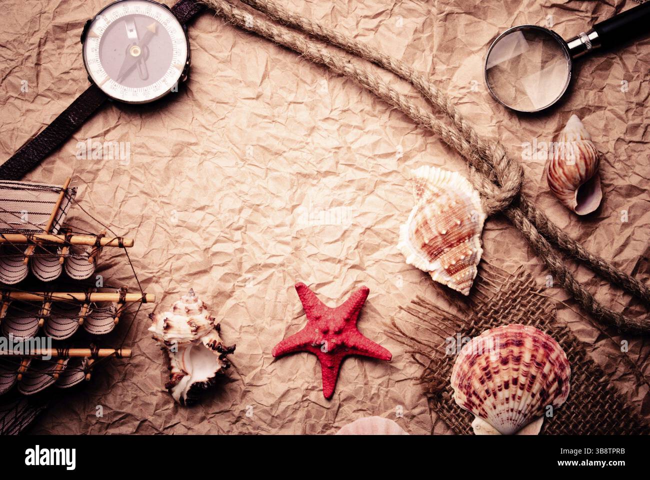 Sea adventures background with copy space Stock Photo - Alamy