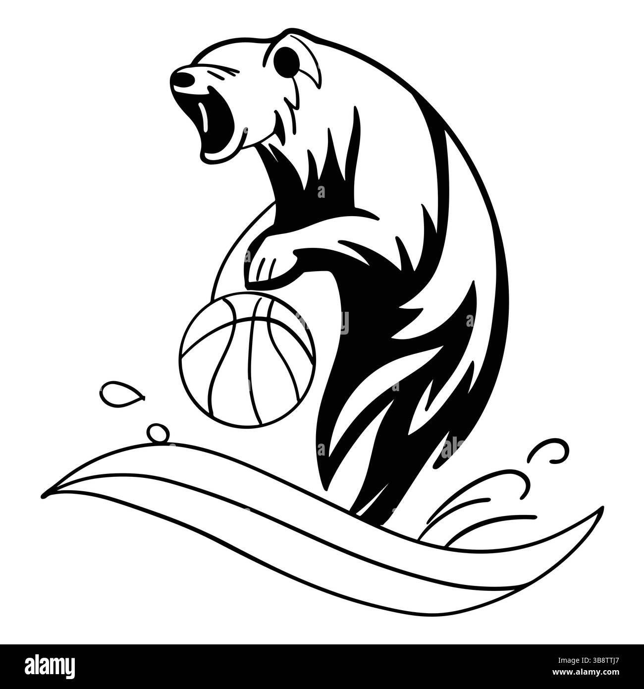 Bear Playing Basketball on Waves Logo Stock Vector Image & Art - Alamy