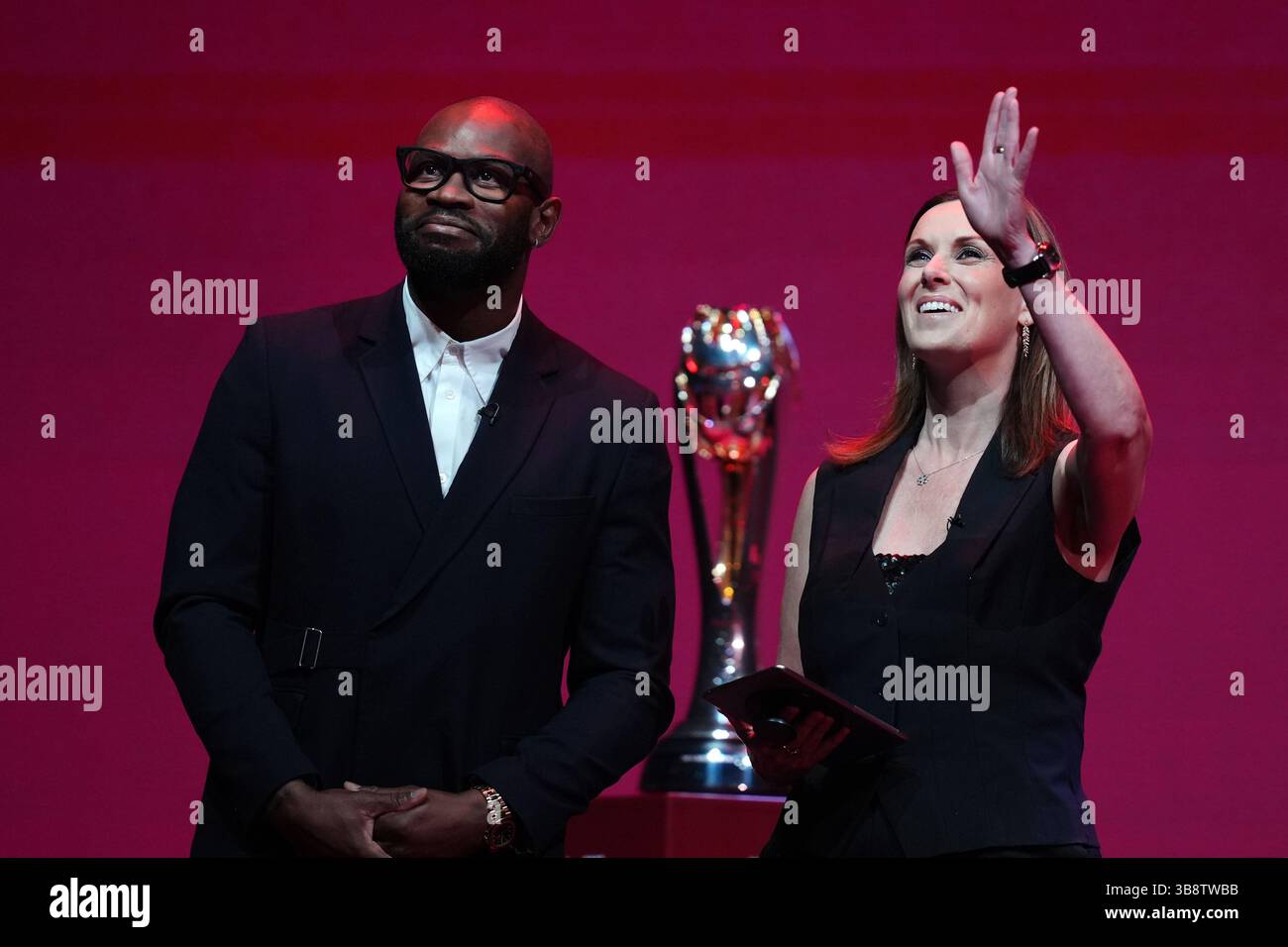 Former England player Ugo Monye (left) and presenter Lee McKenzie ...