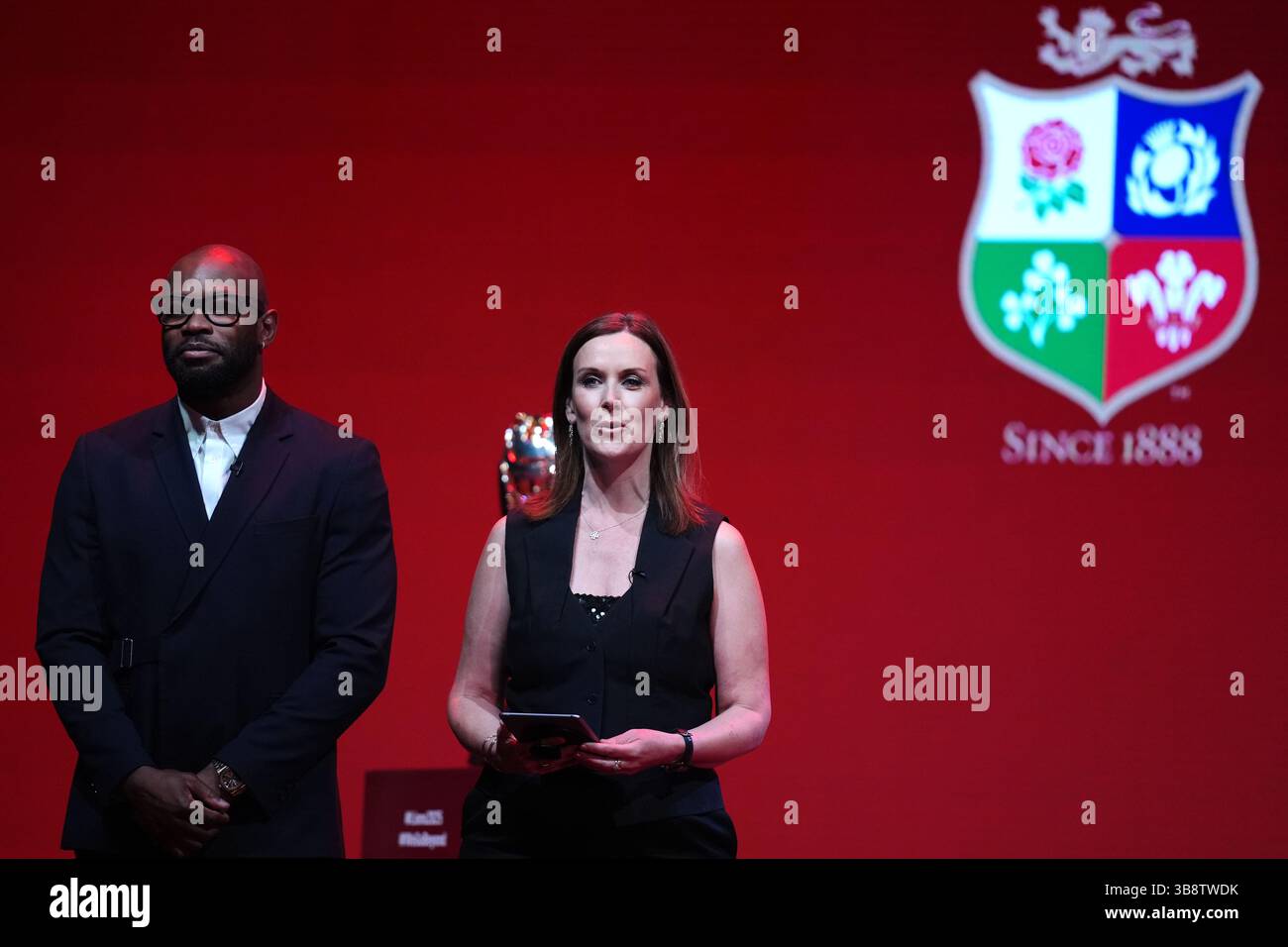 Former England player Ugo Monye (left) and presenter Lee McKenzie ...