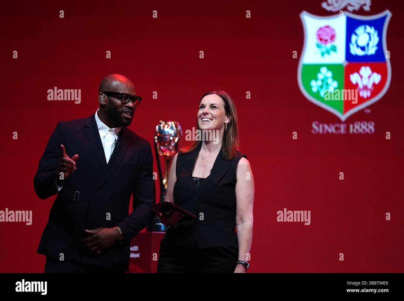 Former England player Ugo Monye (left) and presenter Lee McKenzie ...