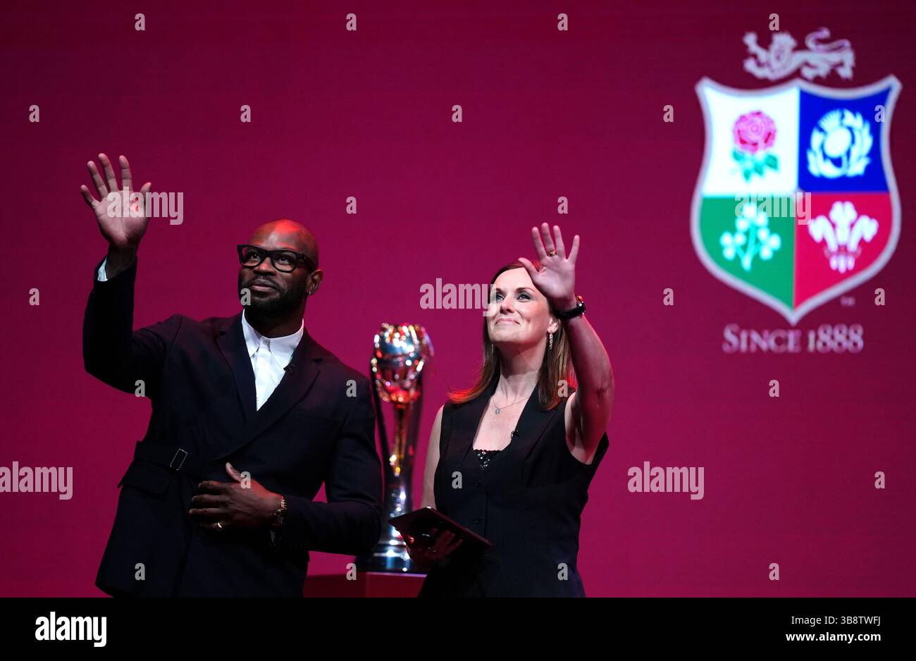 Former England player Ugo Monye (left) and presenter Lee McKenzie ...