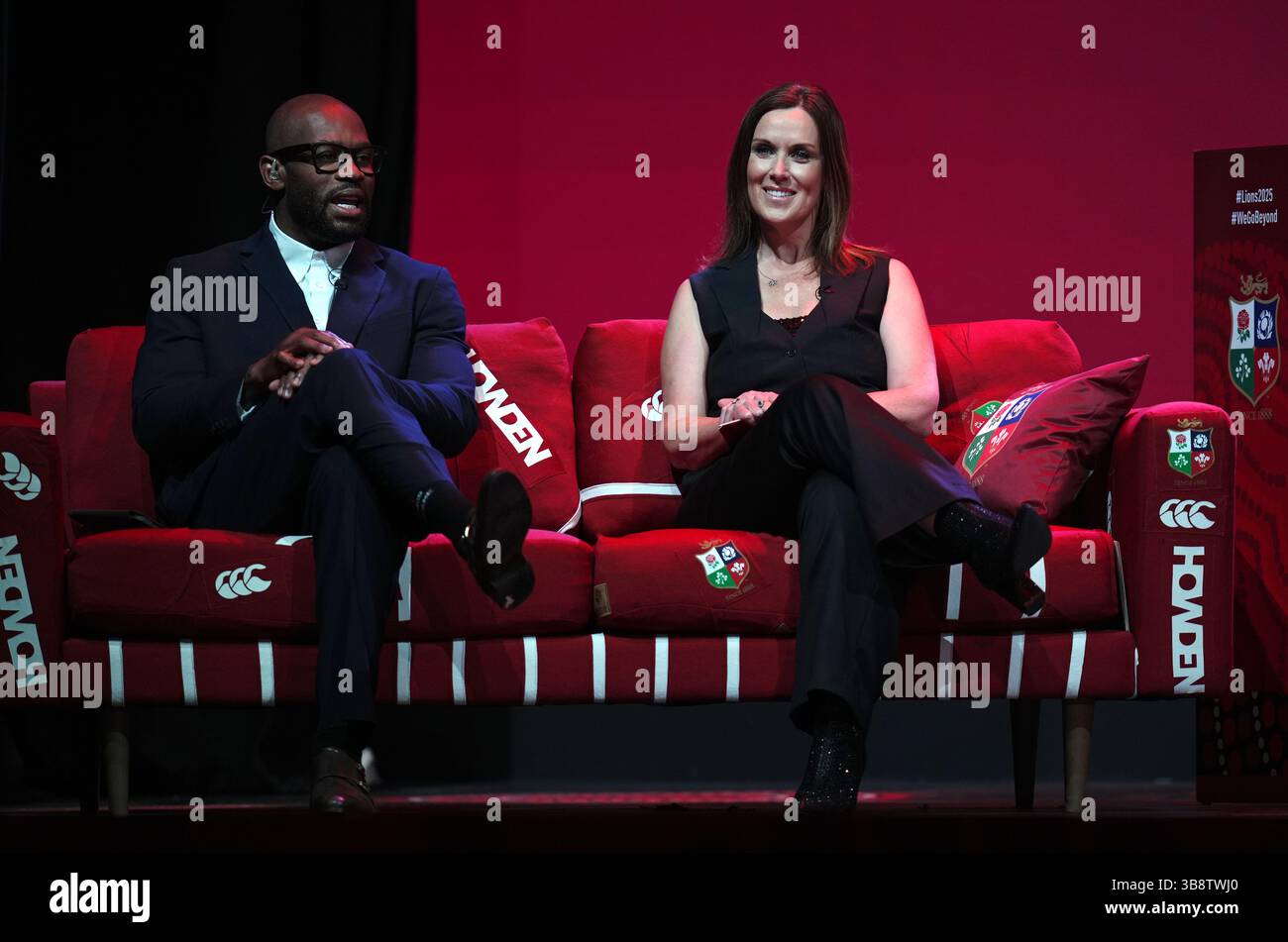 Former England player Ugo Monye (left) and presenter Lee McKenzie ...
