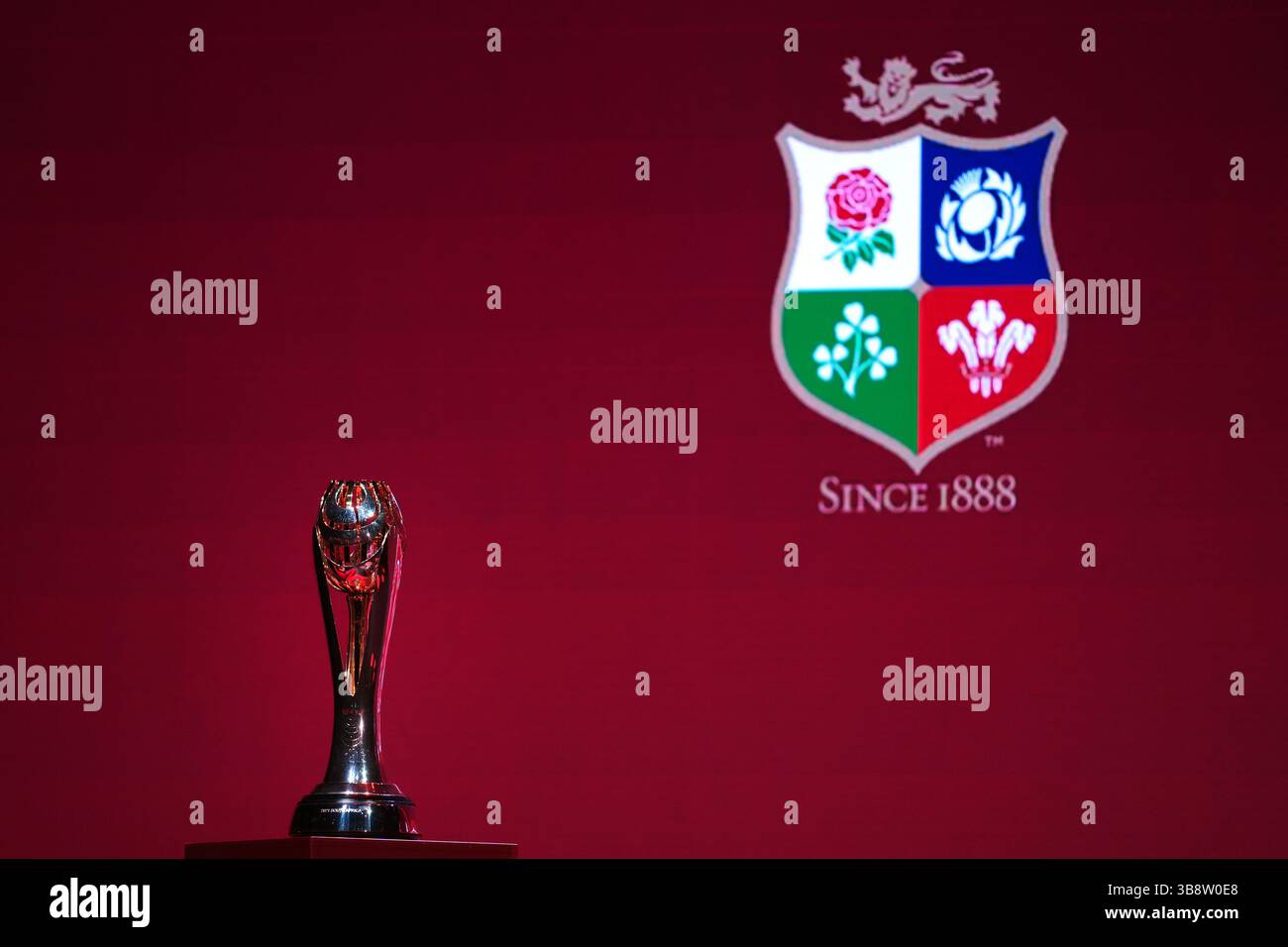 A general view of the trophy and the crest during the British and Irish ...