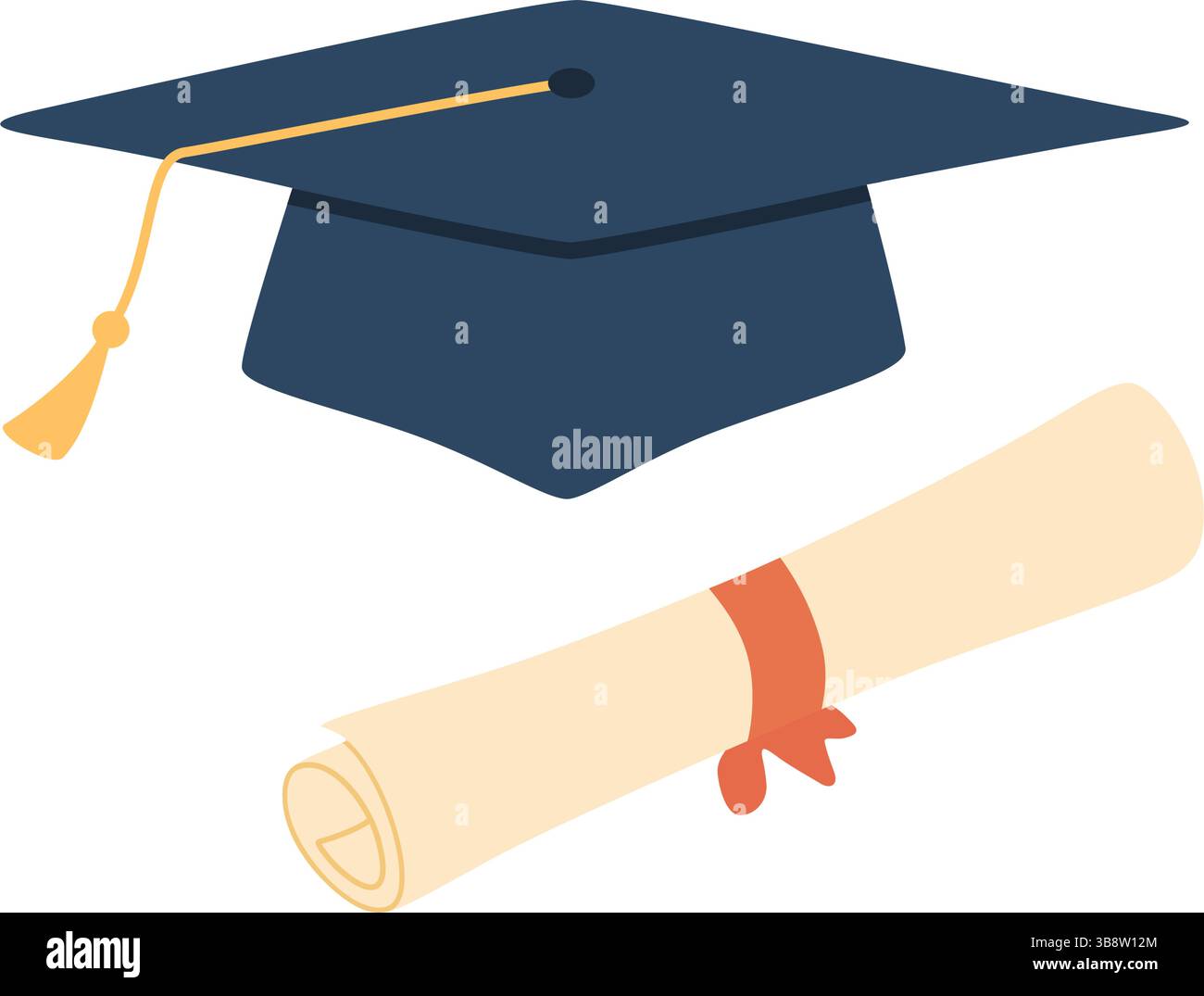 Vector illustration of a graduation cap and a rolled diploma ...
