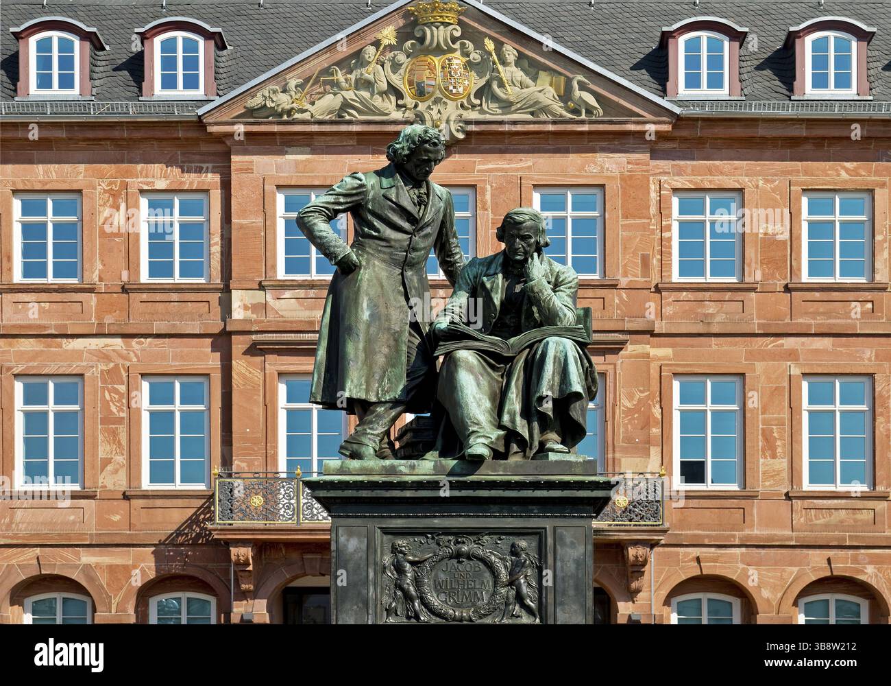 Brothers Grimm National Monument in front of Neustadt Town Hall, German ...