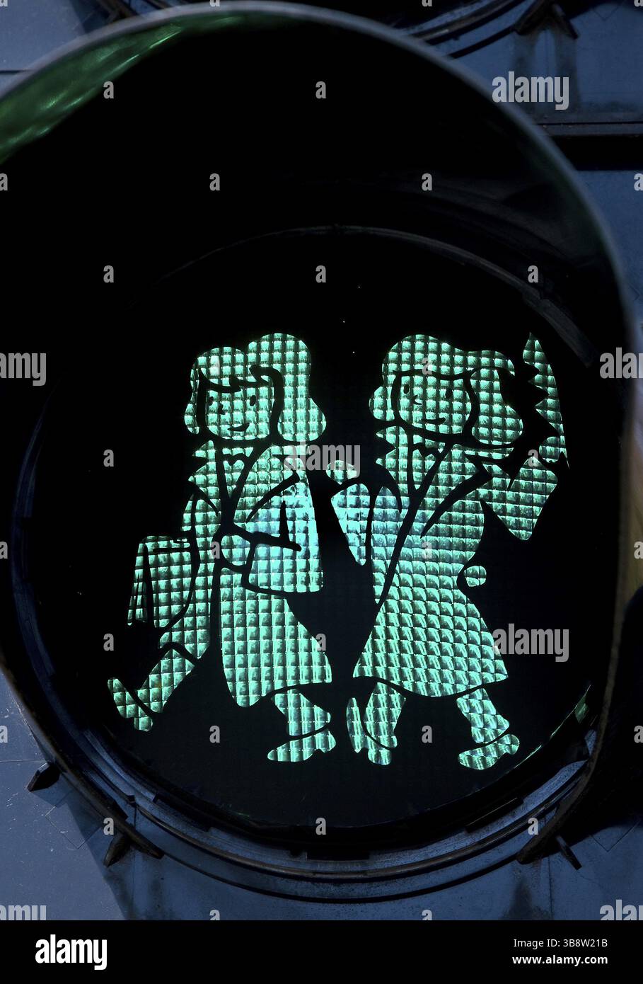 Pedestrian traffic light with green Brothers Grimm Ampelmaennchen ...