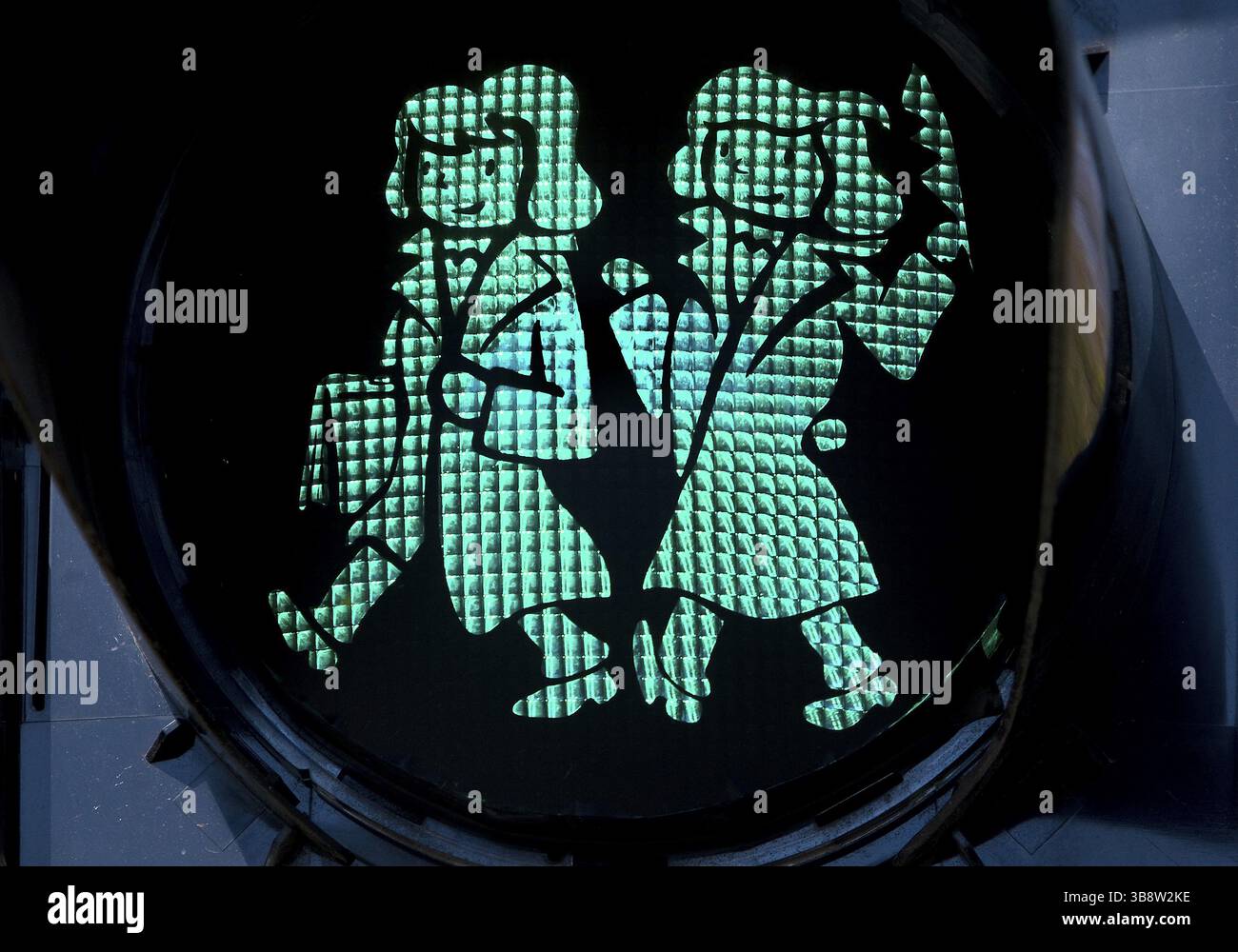 Pedestrian traffic light with green Brothers Grimm Ampelmaennchen ...