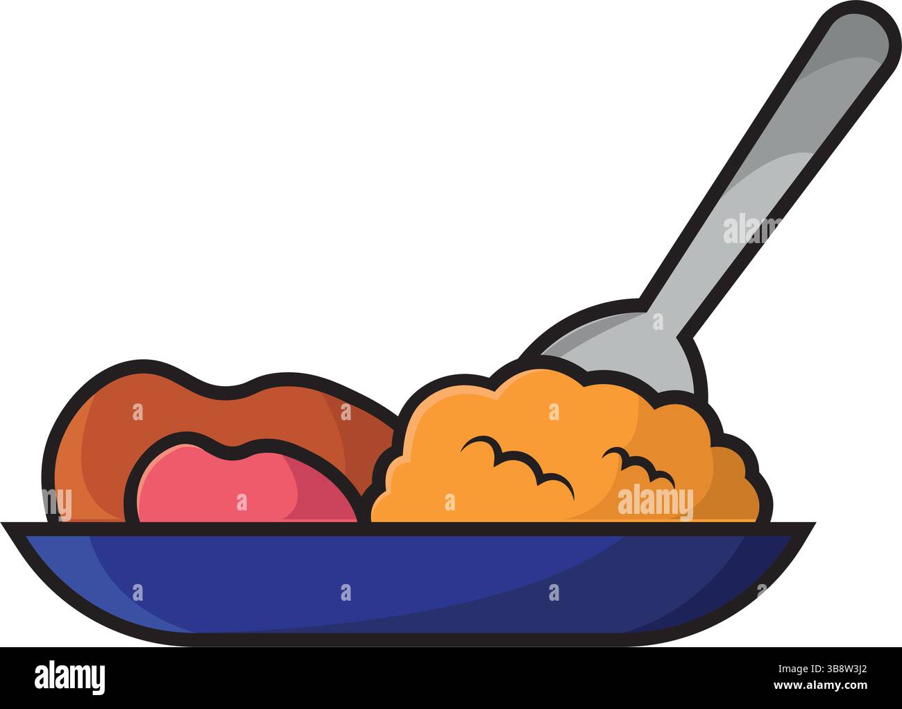 Full plate with spoon meal. Vector illustration Stock Vector Image ...