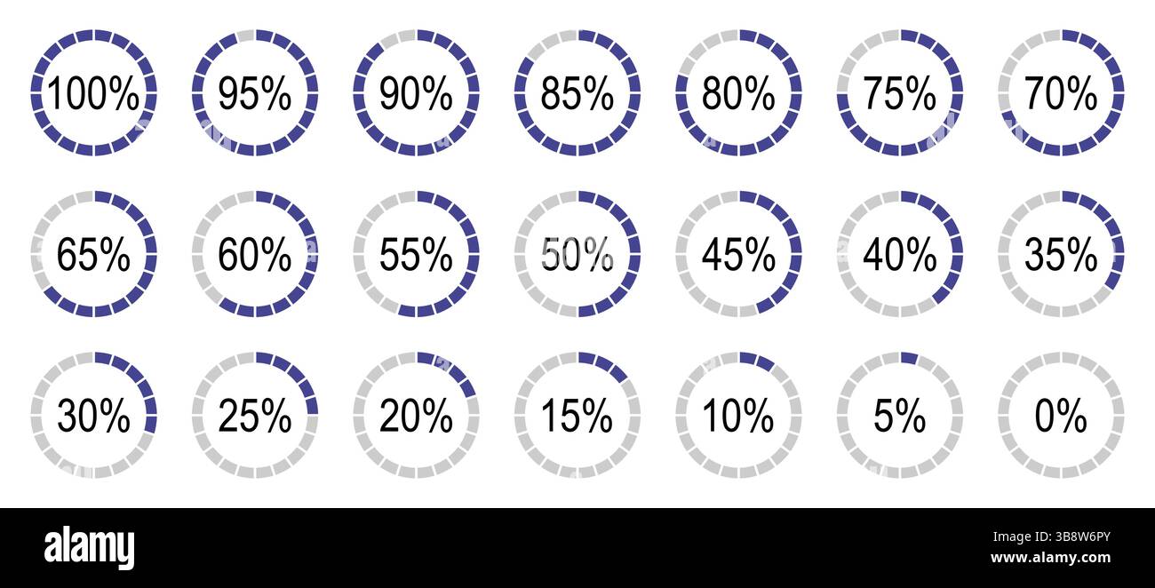 Round diagrams for infographics from 0 to 100 percent. Percentage ...
