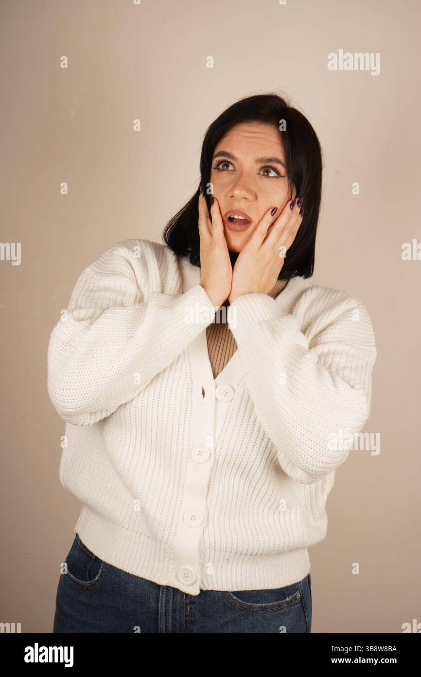 The interesting facial expression conveys a moment of surprise. The ...