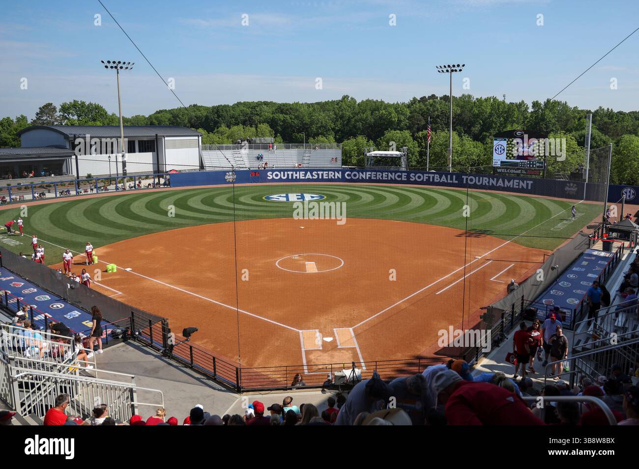 ATHENS, GA - MAY 08: A general view of Jack Turner Stadium with the SEC logo and Southeaster ...