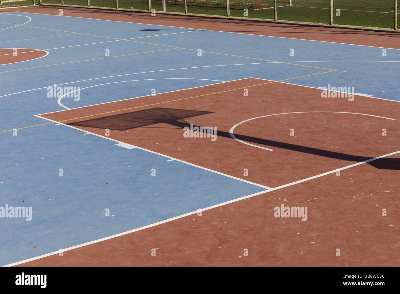 Shade on a basketball court, Kamari, Santorini Island, Cyclades, Greece ...