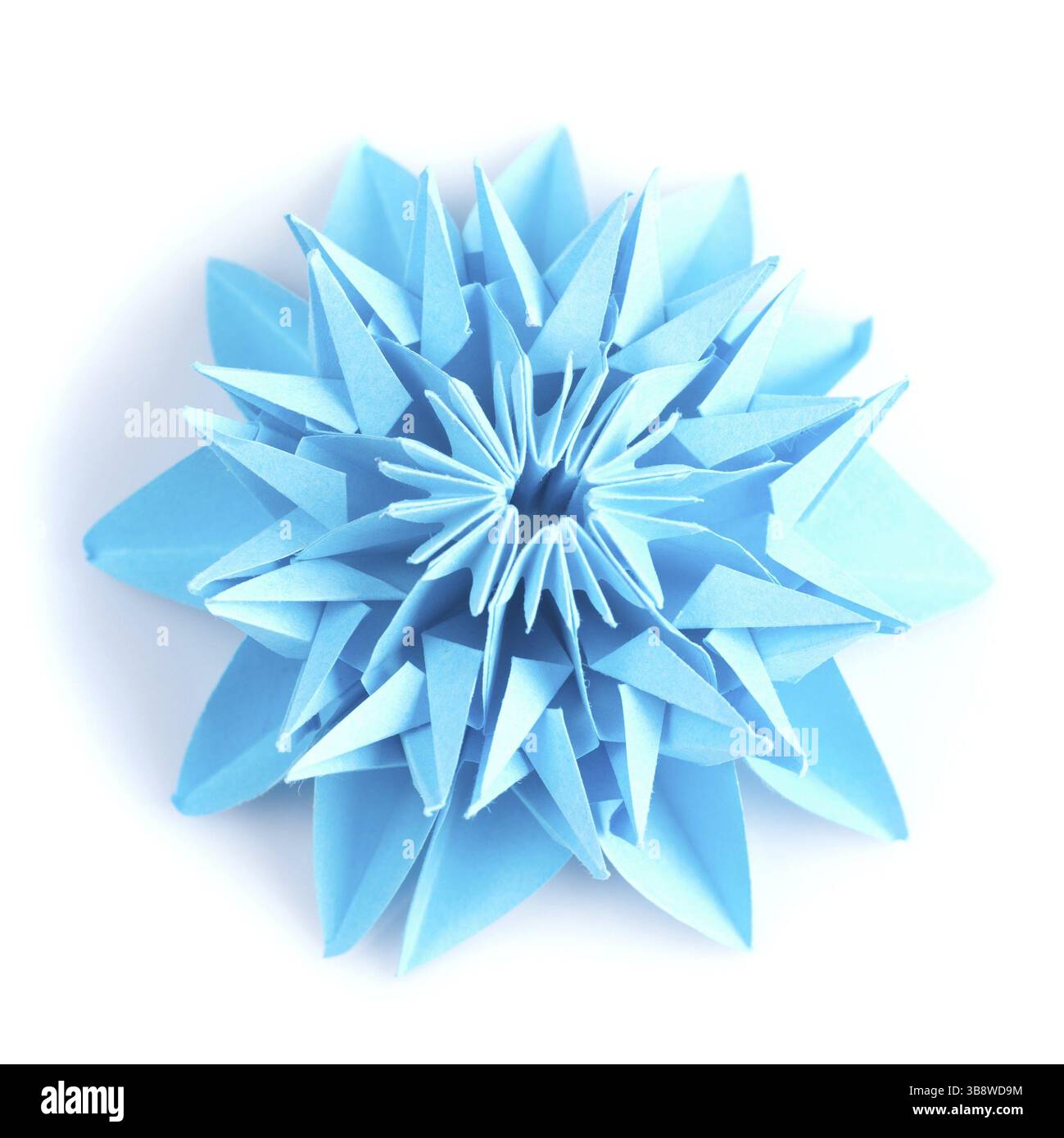 Blue origami unit snowflake isolated on white background Stock Photo ...