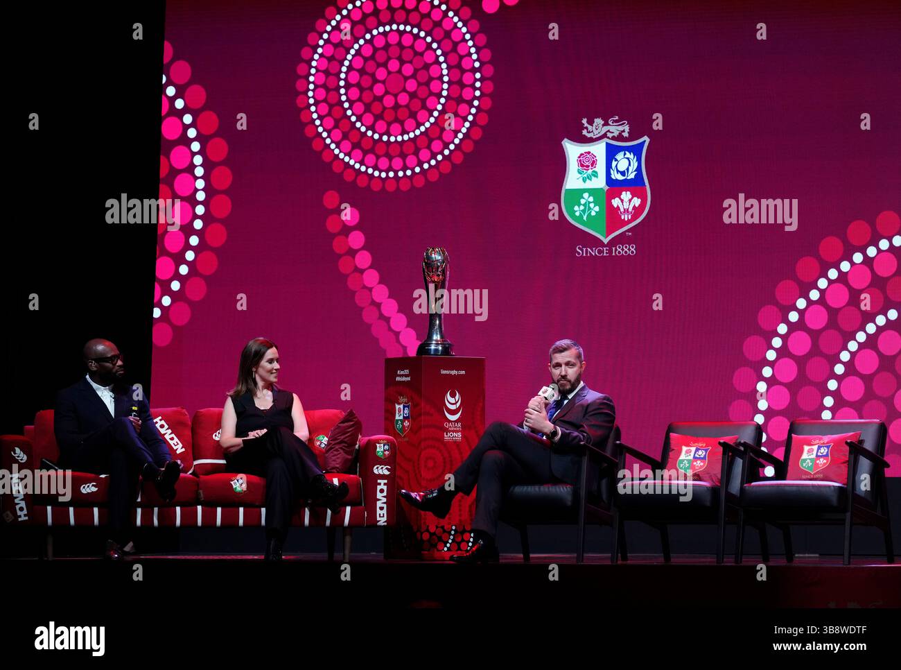 British and Irish Lions CEO Ben Calveley (right) speaks with former ...