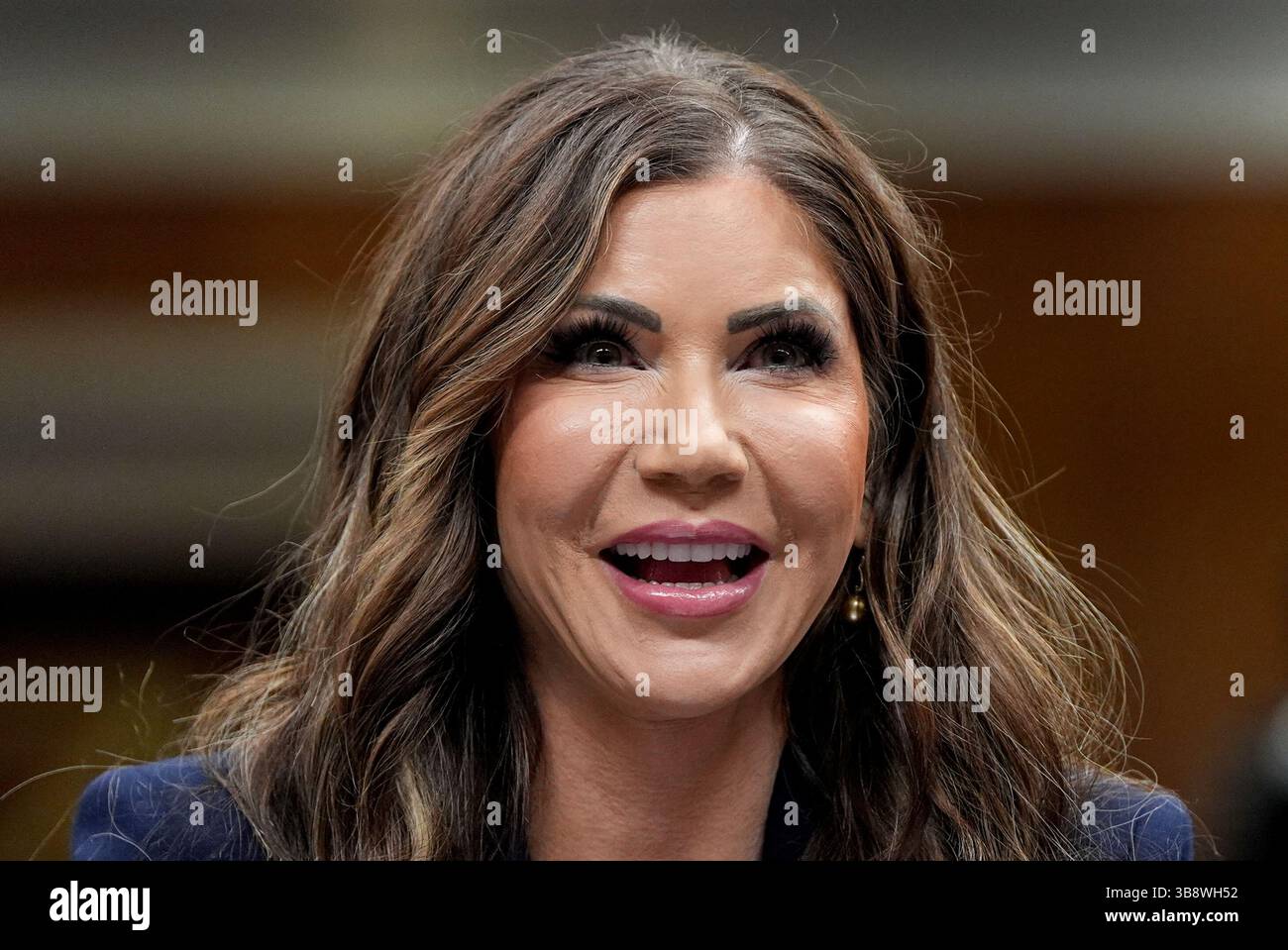 Homeland Security Secretary Kristi Noem listens to Senators speak ...