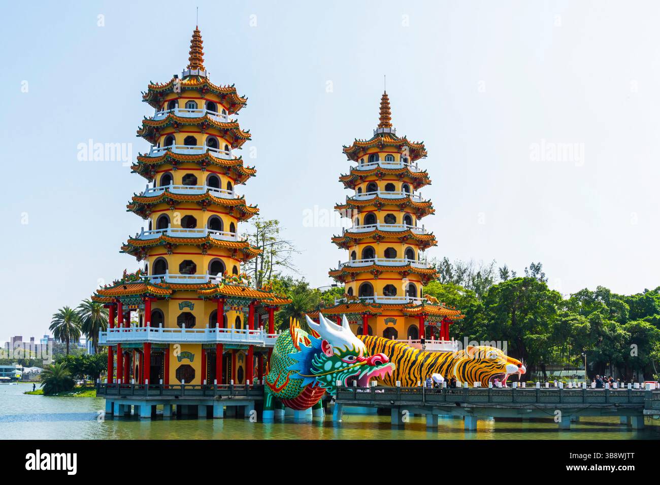 The Dragon tower and Tiger tower. Dragon and Tiger Pagodas is a temple ...