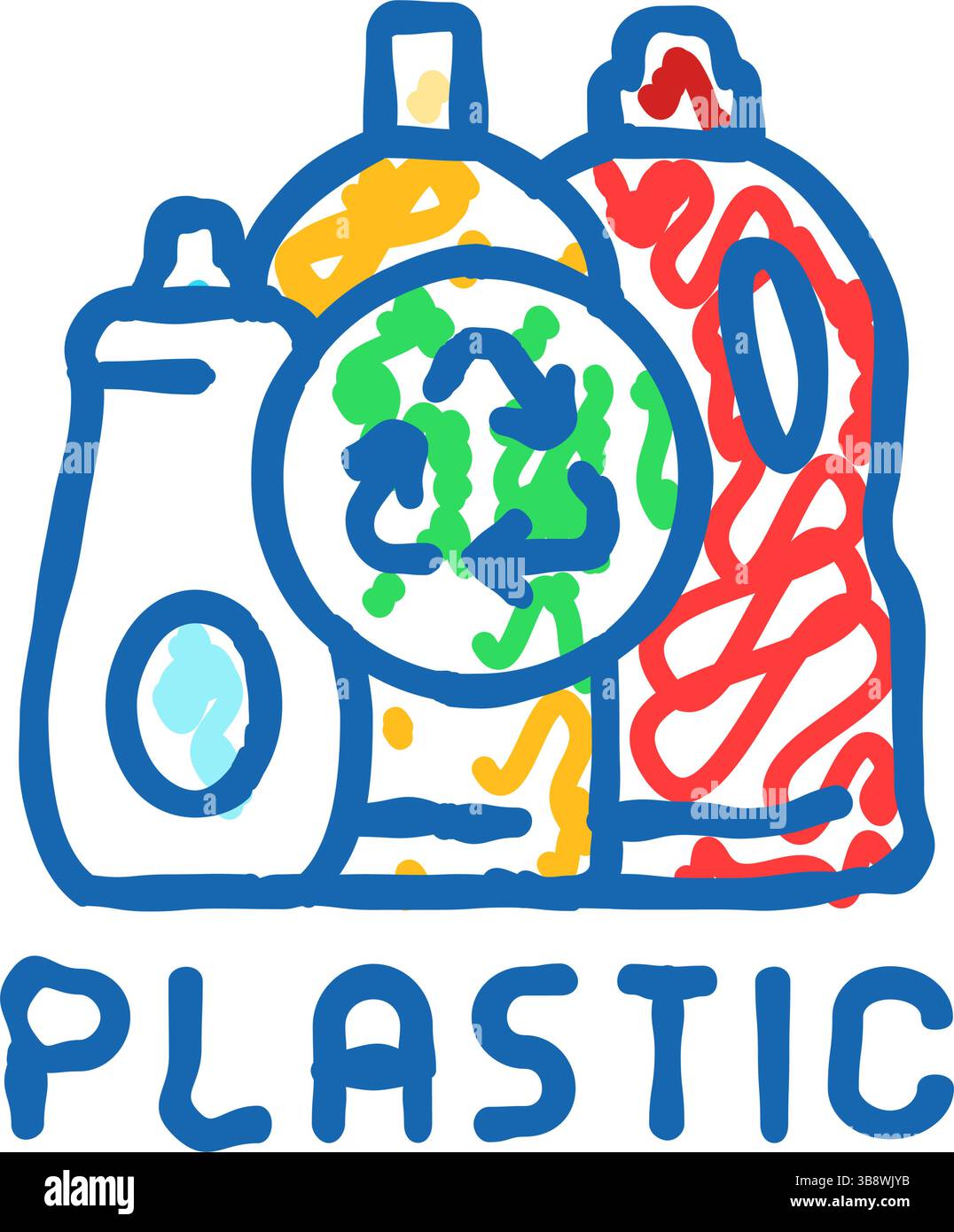 plastics recycling icon doodle illustration Stock Vector Image & Art ...