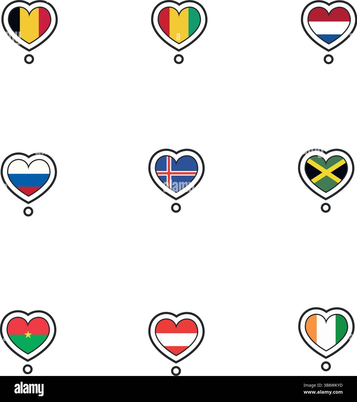 Set of flags on heart shape. Vector illustration Stock Vector Image ...