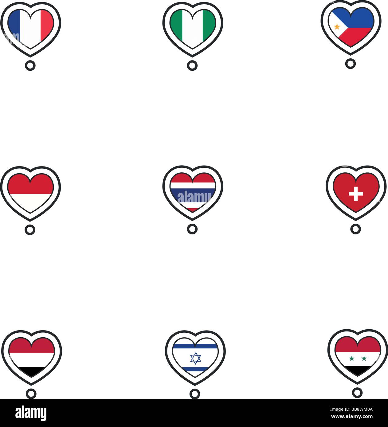 Set of flags on heart shape. Vector illustration Stock Vector Image ...