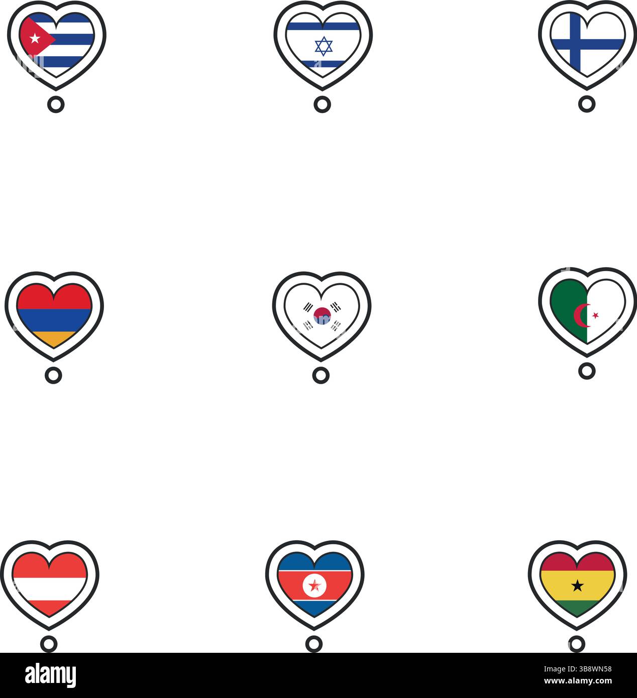 Set of flags on heart shape. Vector illustration Stock Vector Image ...