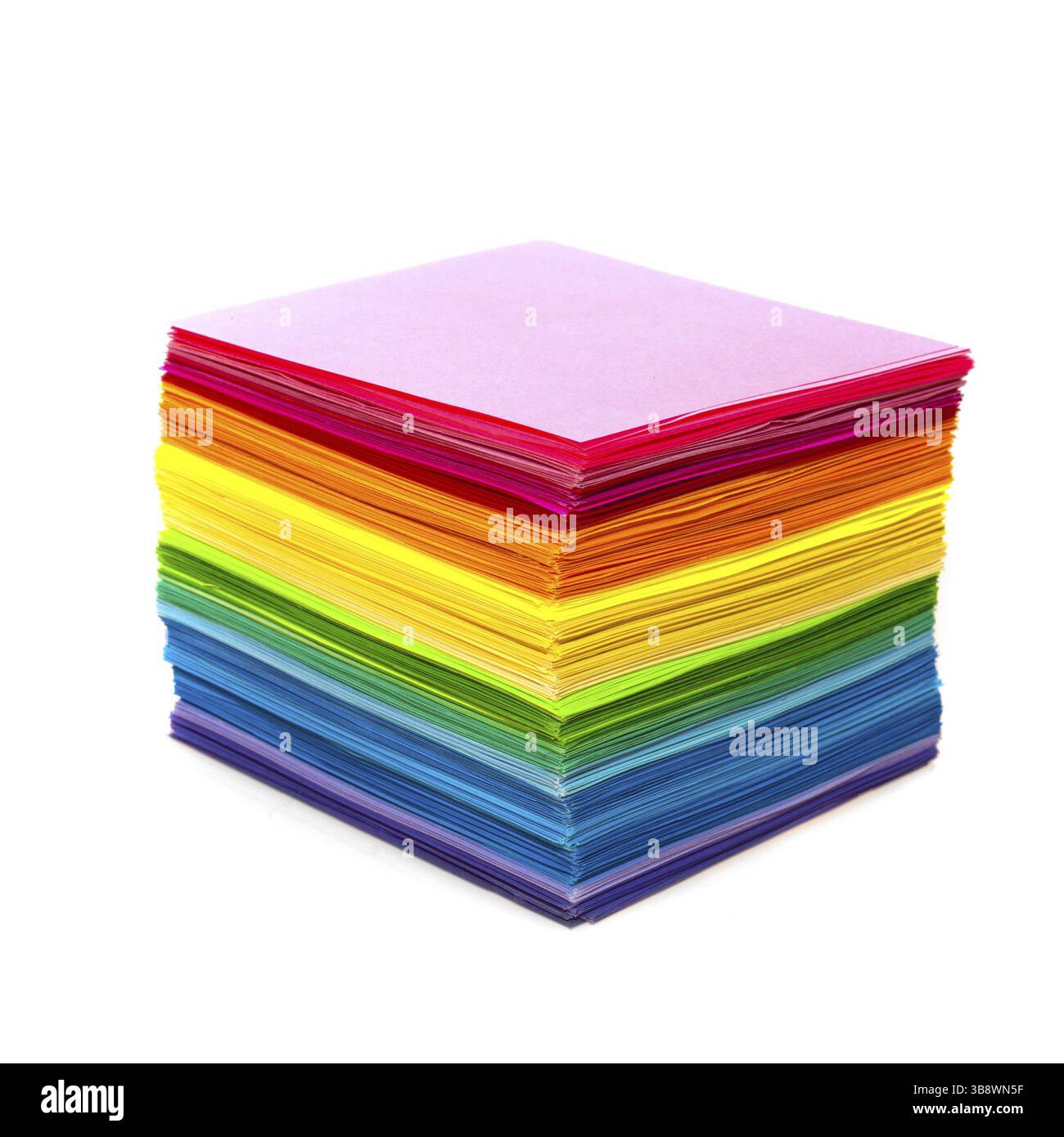 Various color paper stack like a rainbow isolated on white Stock Photo ...
