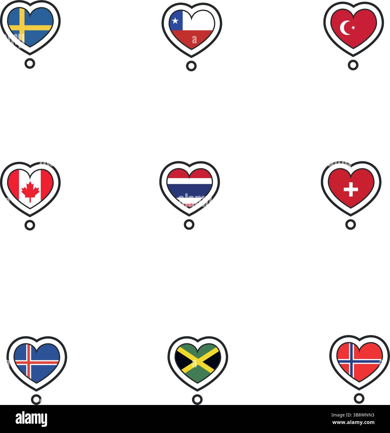 Set of flags on heart shape. Vector illustration Stock Vector Image ...