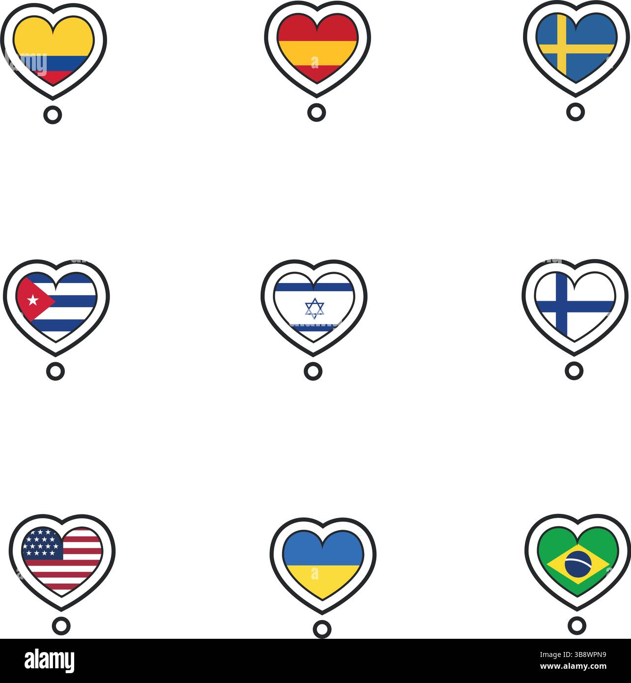 Set of flags on heart shape. Vector illustration Stock Vector Image ...