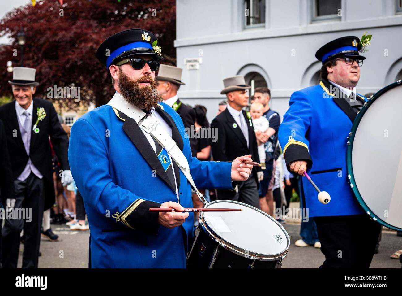 Helston, UK. 8th May, 2025. The town of Helston, Cornwall, celebrates ...